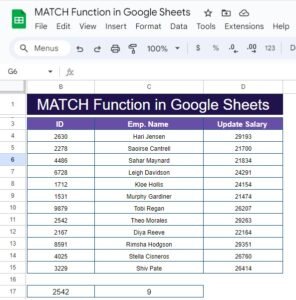 Mastering the MATCH Function in Google Sheets: A Step-by-Step Example - Neotech Navigators