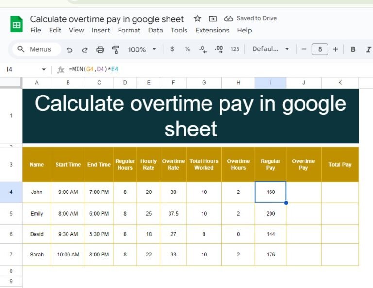 How to Calculate Overtime Pay in Google Sheets: A Step-by-Step Guide ...