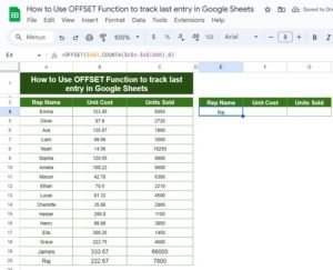 How to Use the OFFSET Function to Track the Last Entry in Google Sheets: A Step-by-Step Example ...