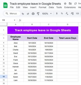 Track Employee Leave Days in Google Sheets: A Simple Step-by-Step Guide ...