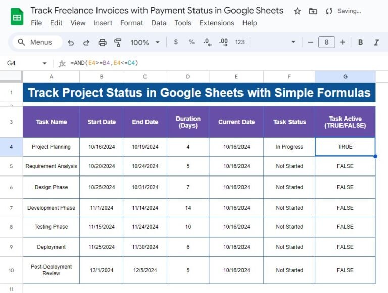 Track Project Status in Google Sheets with Simple Formulas – A Step-by ...
