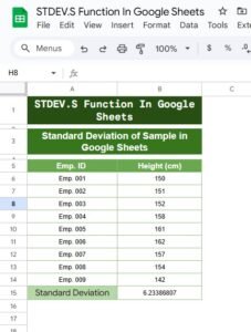 Standard Deviation of a Sample in Google Sheets - Neotech Navigators