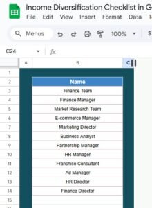 Income Diversification Checklist in Google Sheets - Neotech Navigators