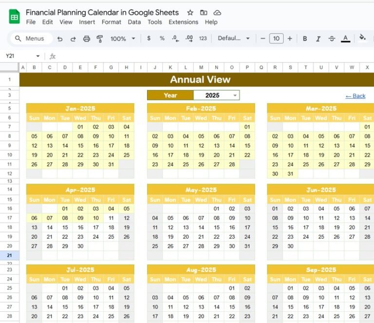 Financial Planning Calendar in Google Sheets - Neotech Navigators