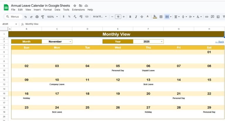 Annual Leave Calendar in Google Sheets - Neotech Navigators