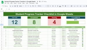 Student Progress Tracker Checklist in Google Sheets - Neotech Navigators