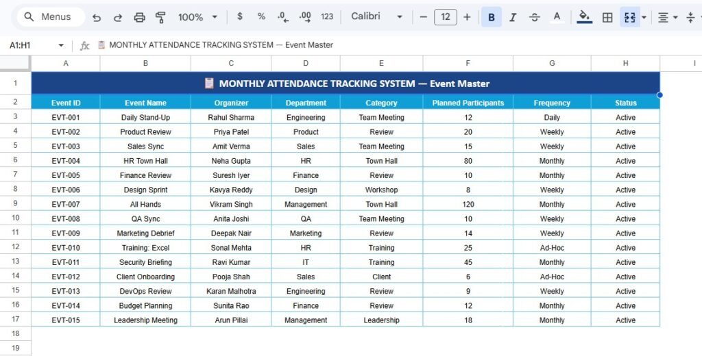 Attendance Tracking System for Events and Meetings in Google Sheets ...
